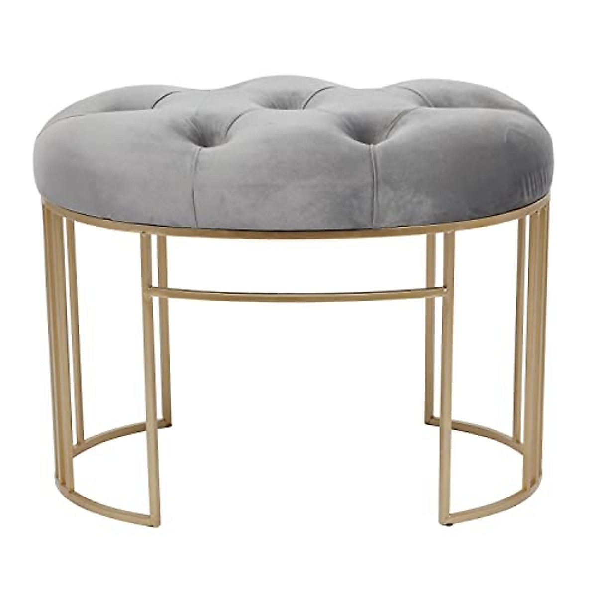 Deco 79 Metal Bench with Velvet Seat, 24" x 17" x 19", Gray