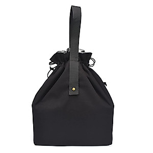 ZIIYAN Reusable Lunch Bag Insulated Handbag Tote bag with Handle and Drawstring Closure for Women Work Picnic or Travel (Black)