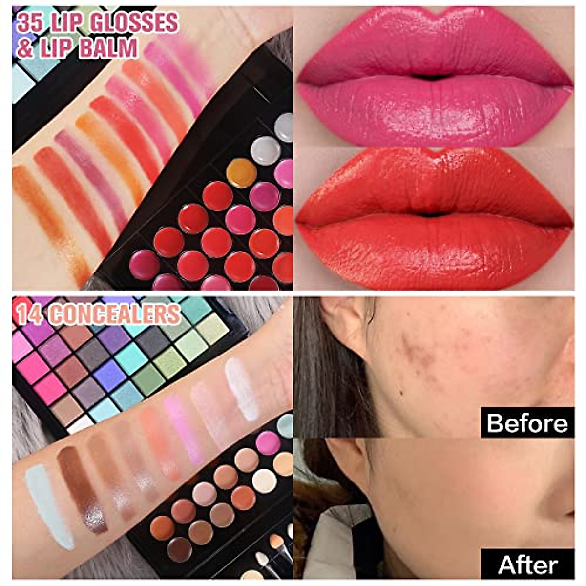 177 Colors Professional Makeup Kit for Women Full Kit Gift Set with Mirror All in One Make up Palette Combination with Eyeshadow Powder Eye Shadow Gel Lip Gloss Concealer Eyebrow Powder Blush Brushes Cosmetic Case for Girls (AM09)