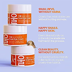 Korean Skin Care Snail Eye Cream - 97.5% Snail Mucin Korean Beauty Skincare Anti Aging Under Eye Cream With Cica Centella Asiatica - Extremely Effective Anti Wrinkle Eye Treatment Cream 0.5oz