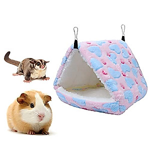Litewoo Sugar Glider Sleeping Pouch Small Animal Hammock, Hanging Bed Warm Cotton Nest for Rat Hamster Gerbil Sugar Glider Chinchilla Squirrel Guinea Pig (Large Pink)