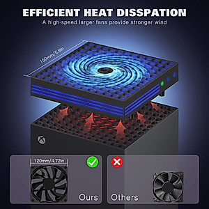 Cooling Fan for Xbox Series X with RGB Light Strip & 3 Detachable Hooks, Narati 4 in 1 Top Fan Cooling System with Built-in Dust Filter, 3 Level Adjustable Speed Fan Cooler & Independent Fan Switch