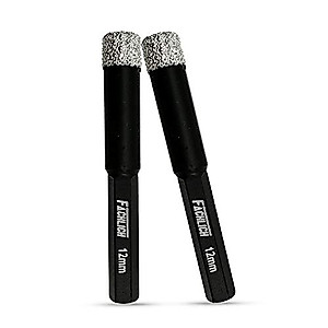 FACHLICH 2 Pieces 12mm Diamond Drill Bits for Porcelain Tile Granite Marble Brick