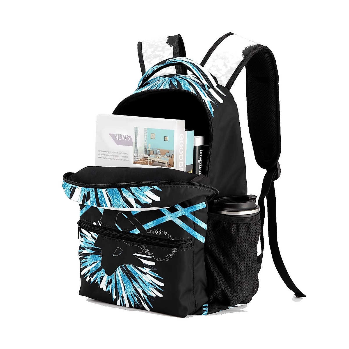 Deven Cheerleader Girl Black White Blue Personalized Kids Backpack for Boy/Girl Teen Primary School Daypack Travel Bag Bookbag