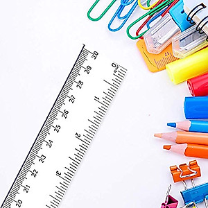 30 Pack Clear Plastic Ruler 12 Inch Flexible Ruler Straight Ruler With Inches and Metric for School Classroom Office