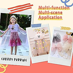 Glitter Tulle Fabric 6 Rolls 6 Inch by 60 Yards Total Sparkle Sequin Mesh Netting Fabric Ribbon Spool for Wedding Birthday Party Baby Shower Decorations DIY Tutus Petticoat Tulle Skirt Table Skirt