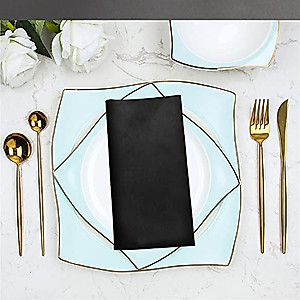 25 Pack Cloth Napkins 17 X 17 Inch Square Satin Cloth Napkins, Soft Table Napkins Bright Silk Dinner Napkin Cloth (Black)
