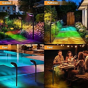 Jvgoo Solar Pathway Lights Color Changing, Upgraded 9 Lighting Modes Solar Garden Lights Outdoor Waterproof, Auto On/Off LED Bright Lights for Halloween Christmas Yard Patio Lawn, 4 Pack