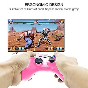 GRABOTE Wired PC Controller for Xbox 360 Game Controller for Steam PC Xbox 360 with Dual-Vibration Fit for Xbox 360 Slim and PC Windows 7,8,10,11 Pink