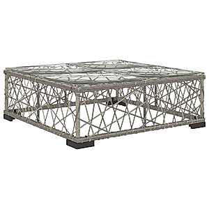 6 Piece Outdoor Patio Furniture Sets with Tea Table and Cushions | PE Rattan Sectional Patio Sofa Set | Patio Sofa Couch Conversation Set | All-Weather Garden Sofa Set | Gray Poly Rattan