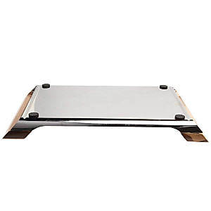 Savora Avenue Stainless Steel Bar Tray with Acacia Handles, 11" x 14", Silver