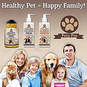 Omega 3 Wild Caught Fish Oil for Dogs EPA DHA, Higher in Omega 3 Fatty acids then Salmon oil, Pure No GMO, All Natural Food Supplement For Pet, 180 Softgels, 1000mg per capsule, No Mess No Smell!