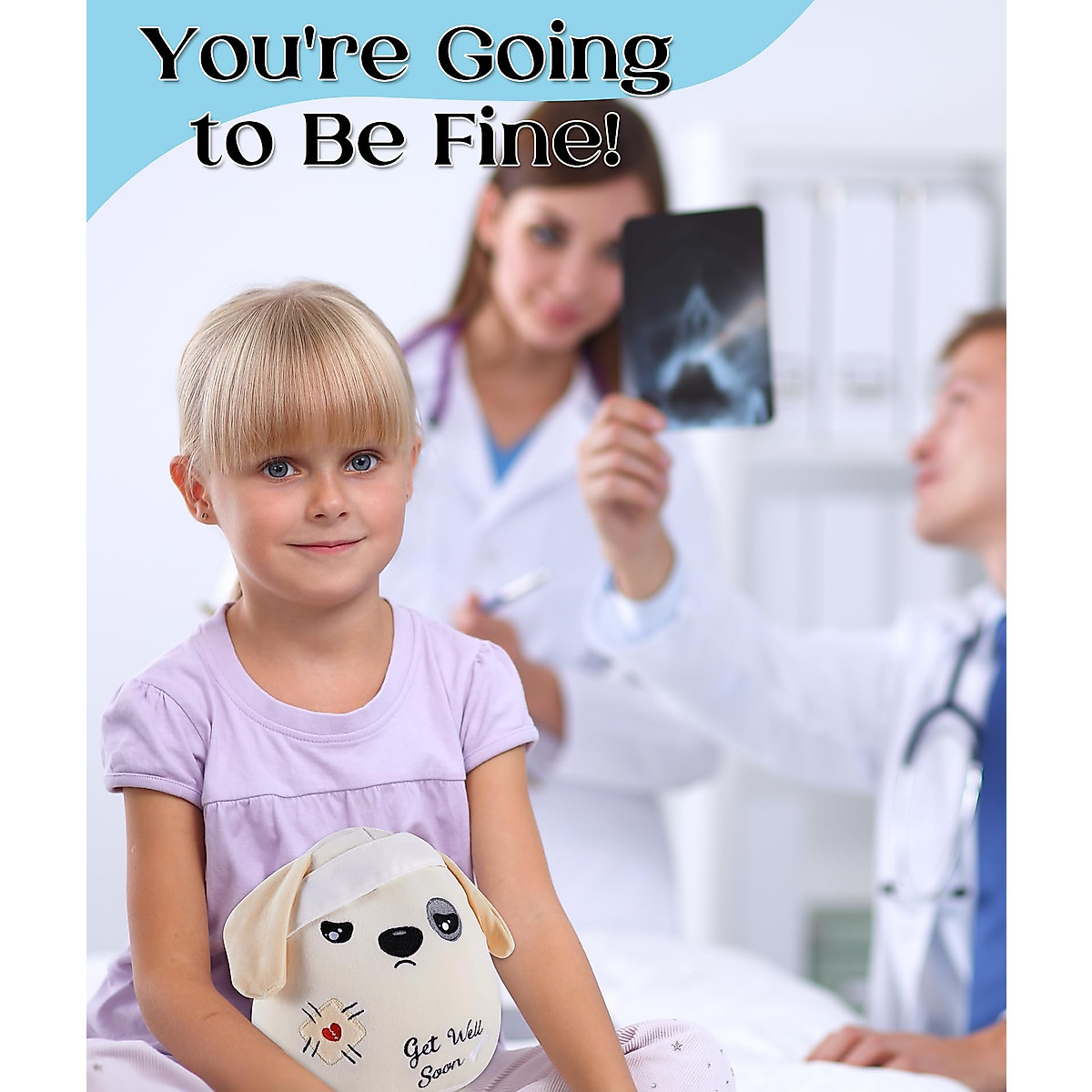 LeYoHa Get Well Soon Dog Plush - Dog Stuffed Animals Apricot Plushie Toys with Injury Bandage, Kids' Pillow Cushion, Gifts for Patient Girls Boys, 8 Inch