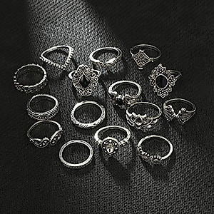CSIYANJRY99 Boho Gold&Silver Ring Sets Star Moon Knuckle Rings for Women Multiple Rings Bulk Pack Stackable Midi Finger Rings Set (62Pcs)