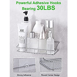 SMARTAKE 2-Pack Shower Caddy, Adhesive Bathroom Shelf Wall Mounted, No Drilling Strong Shower Caddies Kitchen Racks - Stainless Steel Storage Organizers (9.9 Inches), Silver