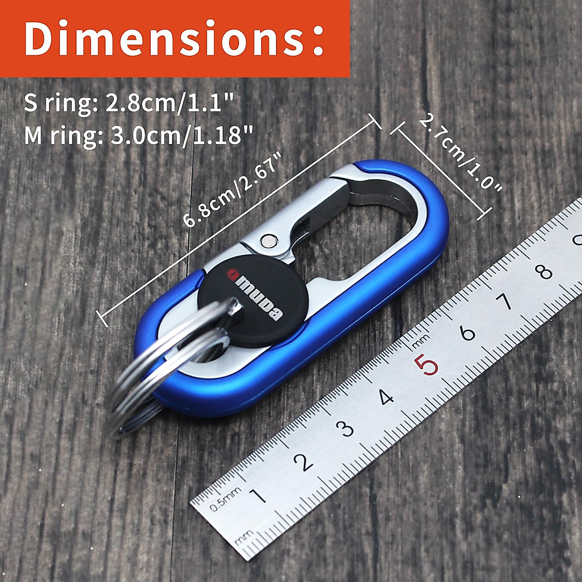 WAPSAT Key Chains Men, 2024 Car Key Chain for Men, Anti-Loss Keychain with Double Keyrings, Quick Release Key Chain (2pcs,Black+Orange)