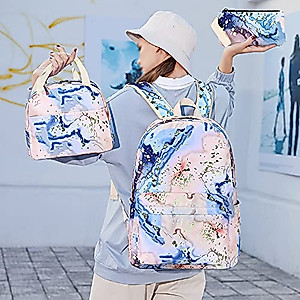 Bluboon School Backpack Teens Girls Boys Kids School Bags Bookbag with Lunch bag pencil pouch (Orange - 9562)