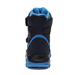 UJKOO Boys Girls Snow Boots Winter Warm Waterproof Slip Resistant Cold Weather Outdoor Boots Kids Shoes/Black blue 2.5 Little Kid