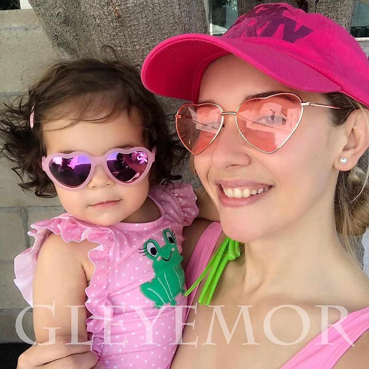 Polarized Heart Shaped Sunglasses for Women Metal Frame Cute Lovely Glasses 100% UV Protection (Gold/Clear Pink)