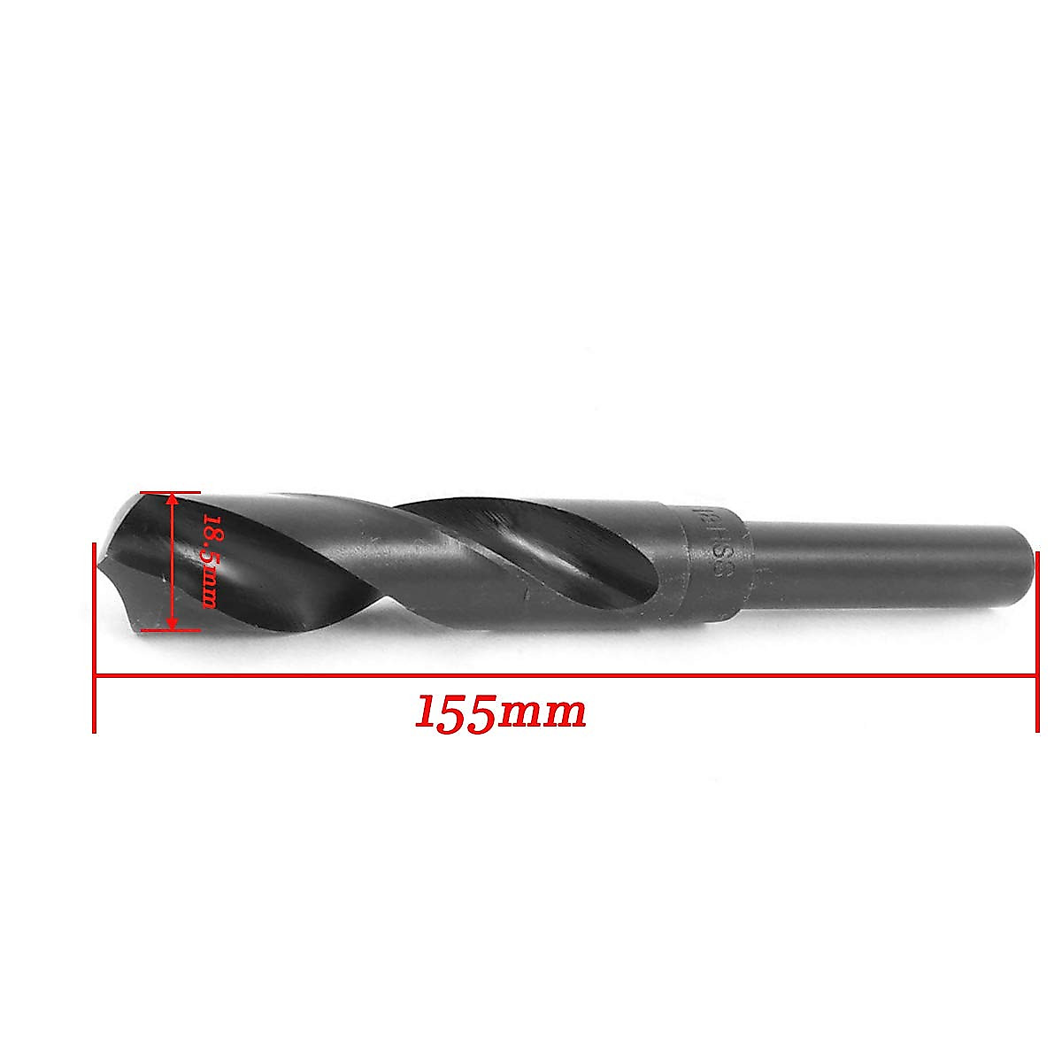 XMHF 18.5mm Tip Diameter HSS Reduced Shank Drill Bit 1/2"Straight Shank Drilling Hole Tool Black Oxidation