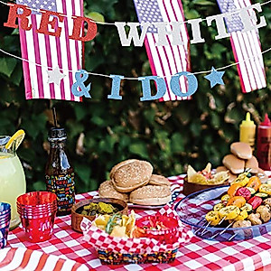 Red White and I Do Banner, Glitter Red White And Blue Decorations, 4th Of July Bachelorette Party Banner, Patriotic Party Favors, Independence Day Theme Decor For Wedding, Engagement