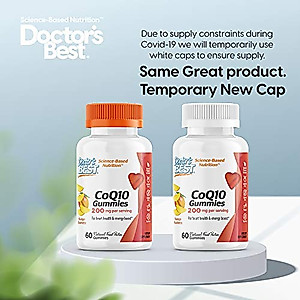 Doctor's Best CoQ10 Gummies 200 Mg, Coenzyme Q10 (Ubiquinone), Supports Heart Health, Boost Cellular Energy, Potent Antioxidant, 60 Ct (Packaging May Vary)
