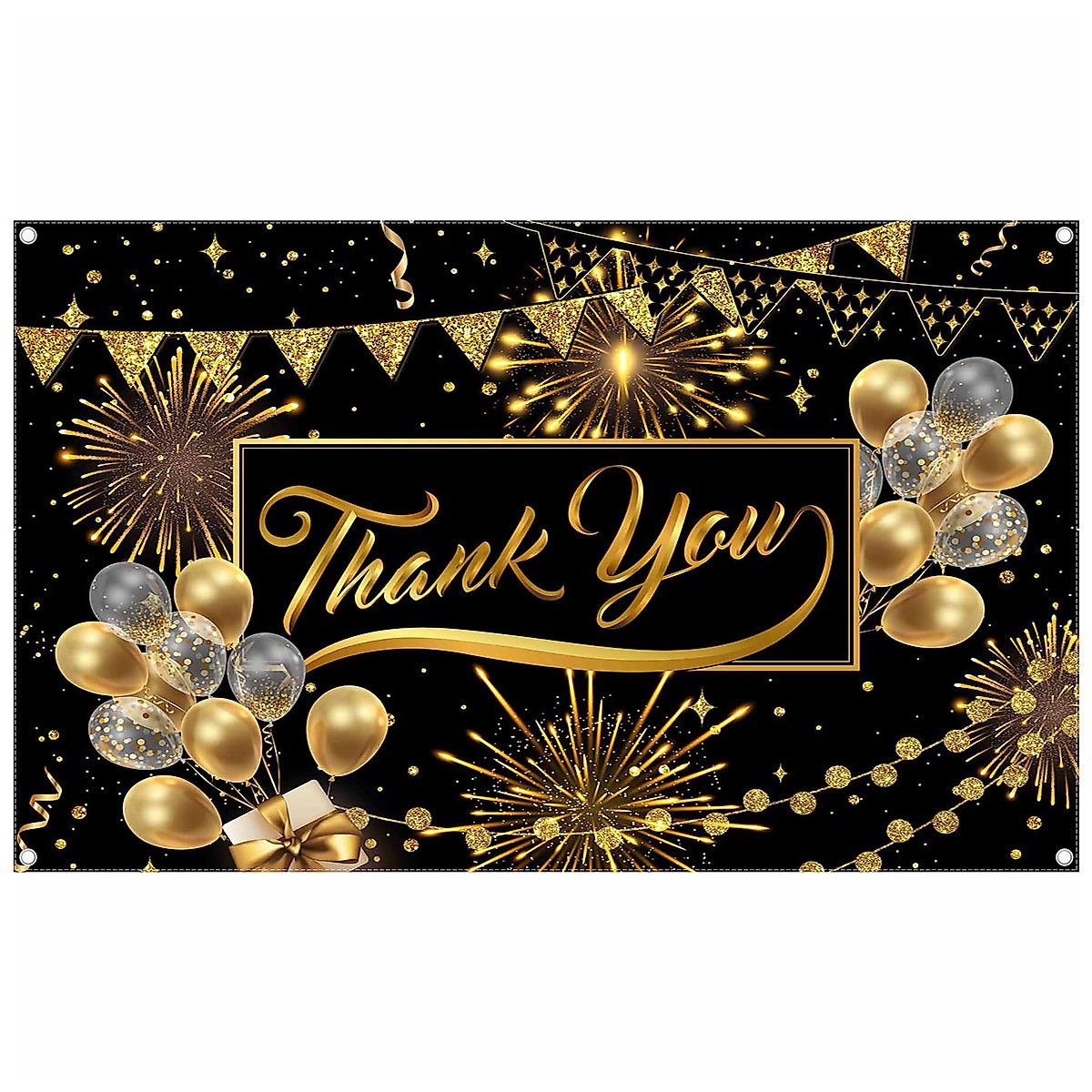 YCUCUEI 72x43inch Black Golden Thank You Backdrop Employee Appreciation Banner Thanks to Staff Teachers Professors Doctor Nurses Party Decorations Photo Booth