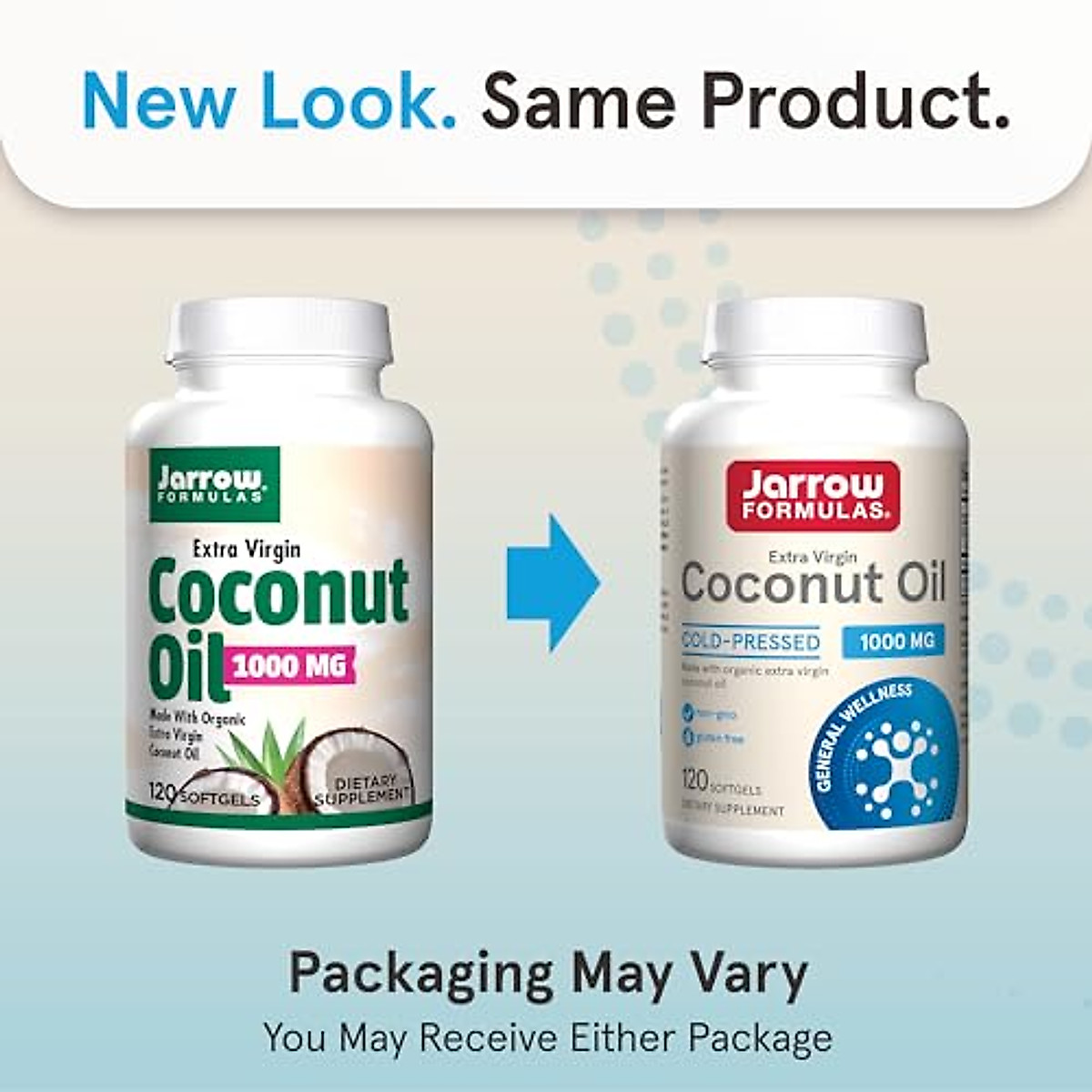 Jarrow Formulas Extra Virgin Organic Coconut Oil - 120 Softgels - Made With Certified Extra Virgin Coconut Oil - 100% Cold-Pressed & Solvent Free - Up to 120 Servings