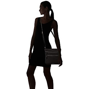 Vera Bradley Women's Microfiber Triple Zip Hipster Crossbody Purse, True Black, One Size