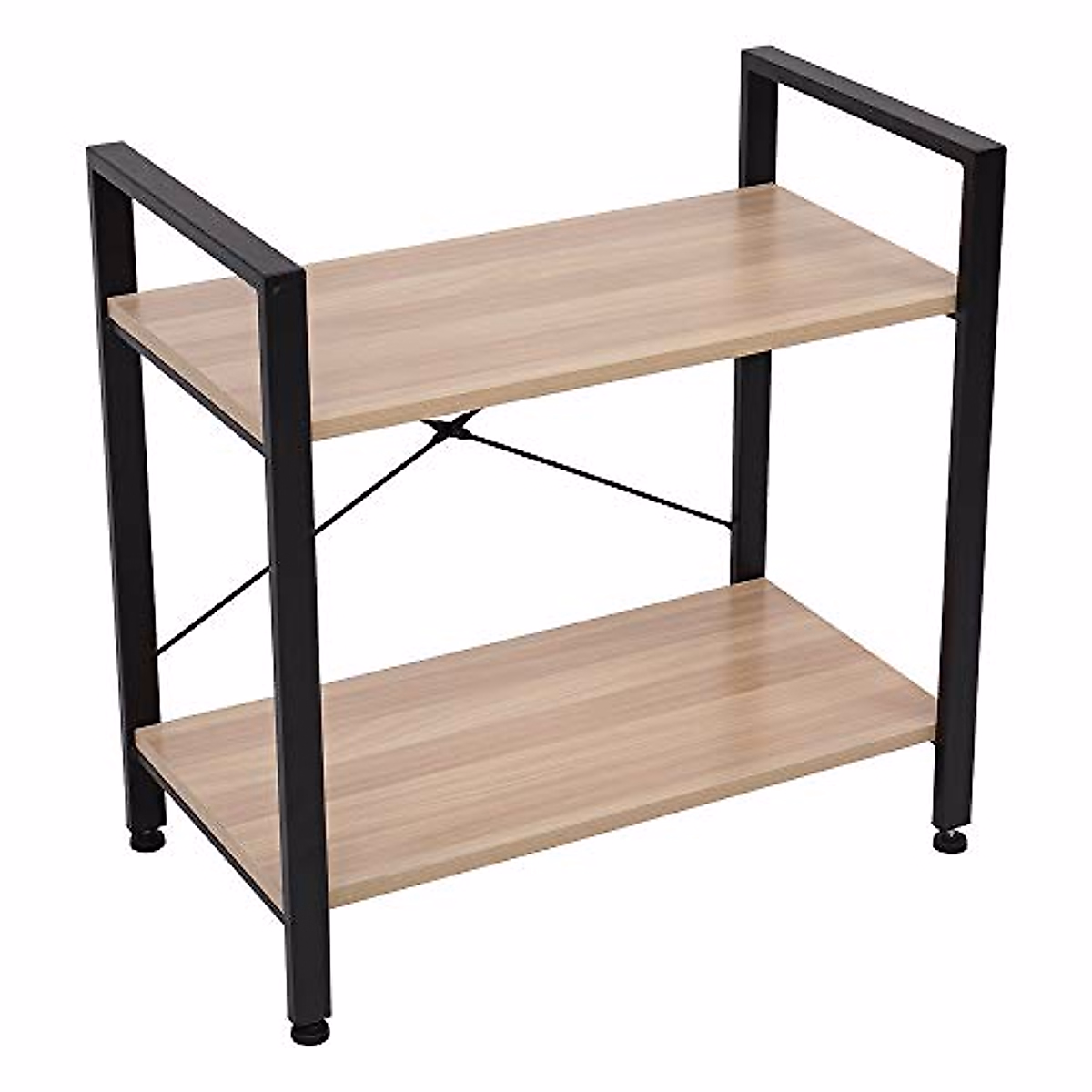 2-Tier Gray Bookshelf, Bookcase, Industrial Wood Storage Rack Open Shelves, Modern Standing Bookshelves Display Rack for Bedroom Living Room, Bookcase Shelf Storage Organizer 60 x 33 x 58.5cm