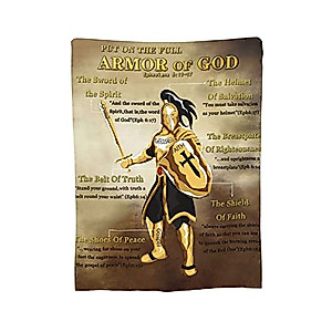 CQGWZF Armor of God Gifts Blanket Christian Gifts Throw Blanket Religous Gifts Bed Blanket Lightweight Cozy Plush Blanket for Bedroom Living Rooms Sofa Couch(60x50in)