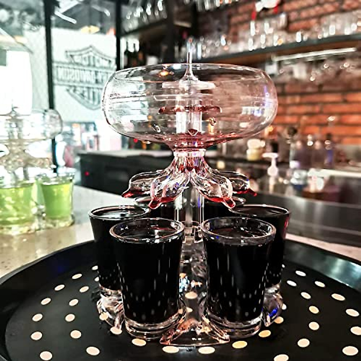 Shot Dispenser Party Drink Dispenser with 6 Shot Glasses Set - Acrylic Touchless Liquor Dispenser and Holder Shot Pourer for Beverage | Cider | Cocktail - Fun Bar Accessories Home Gifts (V2S LED)