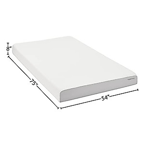 Amazon Basics HKSP01008F Plush Memory Foam Bed Mattress, Full, White/Grey, 75 x 54 x 8 inches