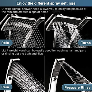 BRIGHT SHOWERS Dual Shower Head Combo Set, Handheld Showerhead Rainfall Shower Head Combo with Black Face, 60 Inch Long Stainless Steel Shower Hose, Chrome