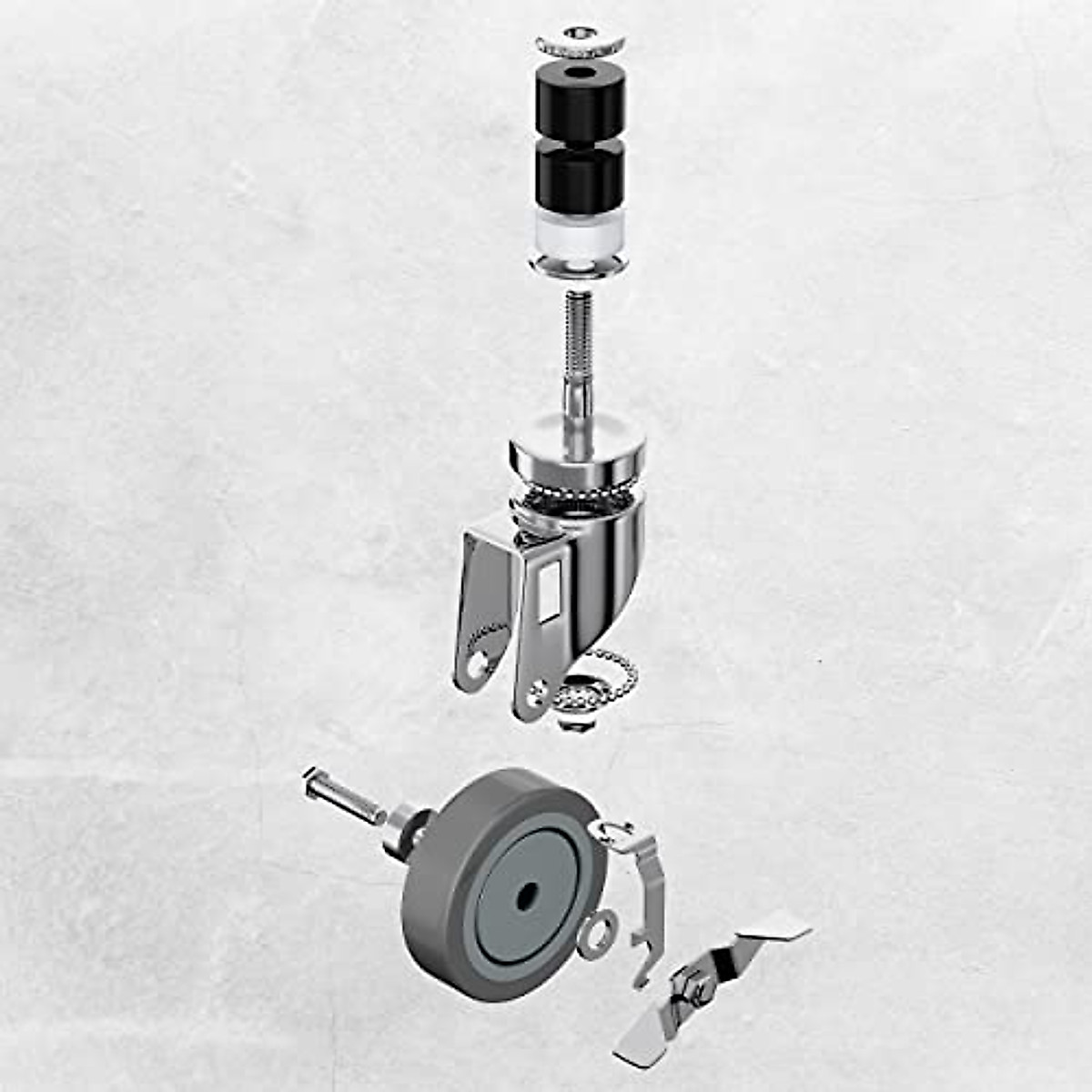 Houseables Kitchen Table Caster Wheel, 4 Pk, 4 Inch, Grey, Polyurethane, 300 LB Load Capacity Per Wheel, with Locking Mechanism, Adjustable, Swivel, Expanding Stem Caster, Furniture, Hardwood Floor