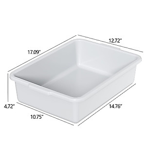 Melontray 13 L Plastic Kitchen Bus Tubs, 4 Pack Restaurant Bus Bin, Light Gray