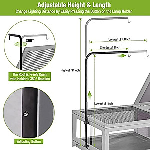 GUTINNEEN Tortoise Habitat Indoor Tortoise Enclosure with Adjustable Reptile Light Stand Large Wooden Turtle Cage with Two Trays
