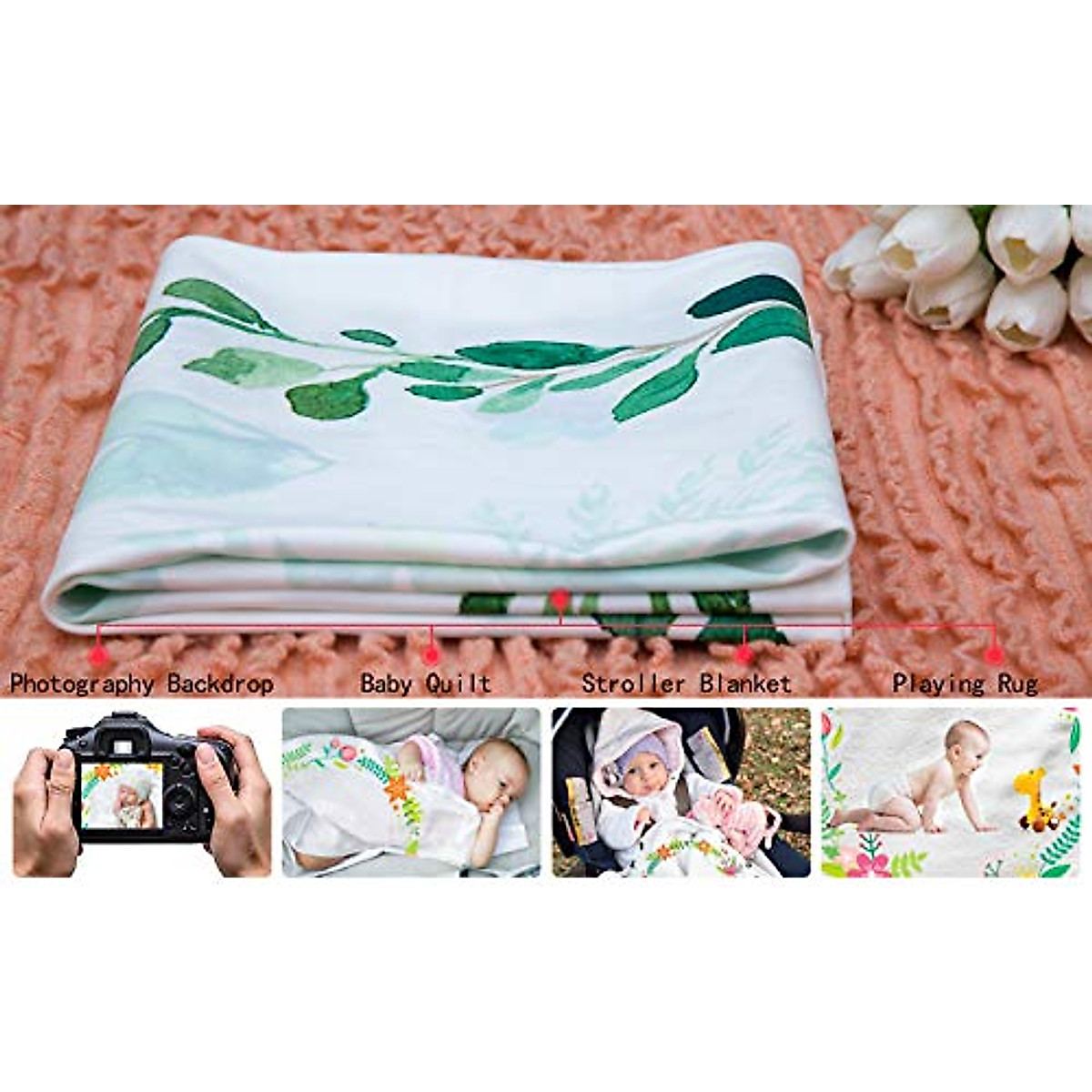 EARVO Baby Monthly Milestone Blanket, Photo Prop for Newborn Growth Photography, Baseball Month Blanket for Baby Boy Shower Gift Baby Growth Blanket boy, 40x40 inches, EADS254