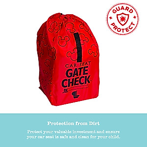 Disney Baby by J.L. Childress Gate Check Bag for Car Seats - Fits ALL Car Seats, Carriers & Booster Seats - Car Seat Bag for Air Travel - Red, Mickey Mouse