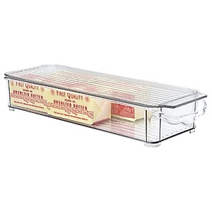 Plastic Food Storage Container Bin with Lid and Handle for Kitchen, Pantry, Cabinet, Fridge, Freezer - Organizer for Snacks, Produce, Vegetables