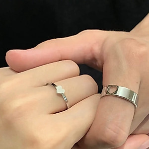 Matching Rings for Couples 2 Piece, Love Heart Band Ring for Wdding Engagement W7M10