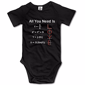 All You Need is Love Math Cotton Infant Bodysuit Playsuit Union Suit Baby Short-Sleeve Bodysuit Black