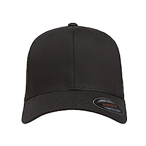 Flexfit Mens Cotton Twill Fitted Baseball Cap, Black, Large-X-Large US