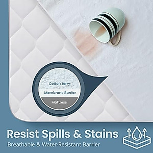 SafeRest Mattress Protector - Twin Size Cotton Terry Waterproof Mattress Protector, Breathable Fitted Mattress Cover with Stretchable Pockets