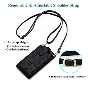 Peacocktion Small Crossbody Cell Phone Purse for Women, Lightweight Mini Shoulder Bag Wallet with Credit Card Slots with Tassel (Black)