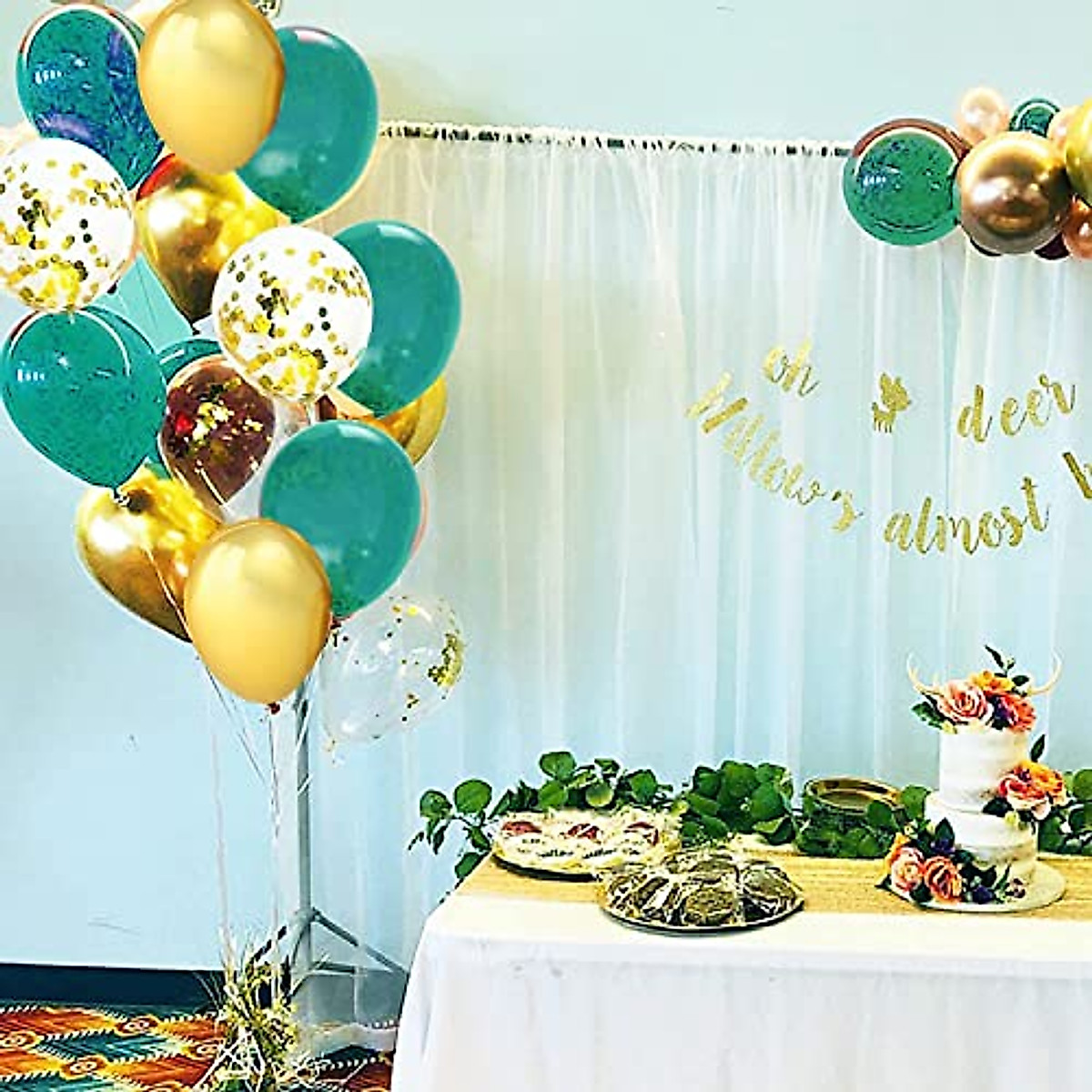 Teal Gold Balloons Teal Gold Party Decorations of 15pcs for Teal Gold Birthday Decorations Women/Teal Gold Bridal Shower Decorations/Teal Gold Wedding Decorations