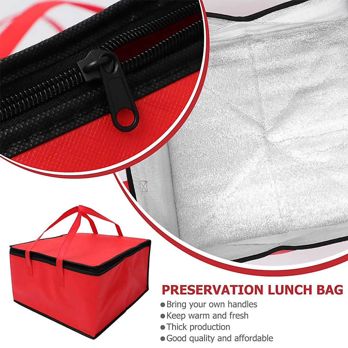 IMIKEYA Insulated Food Deliverys Bag - Insulated Pizza Deliverys Bags Grocery Shopping Bags Thermal Tote Cooler Keep Food Warm Catering Bags for Hot Seafood 10 Inch Red