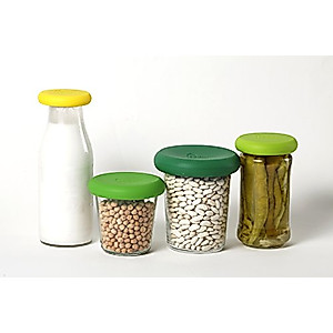 Farberware Food Huggers Reusable Silicone Food Savers, Set of 4, Fresh Greens