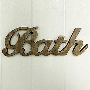 CVHOMEDECO. Primitives Rustic Wood Words Sign Free Standing Bath, Bathroom/Home Wall/Door Decoration Art (Natural 2)