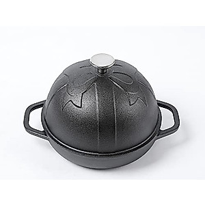 HAWOK Cast Iron Bread Cloche, Dia.7.8inch/20cm, Sourdough Baking Pan Pre-seasoned Black